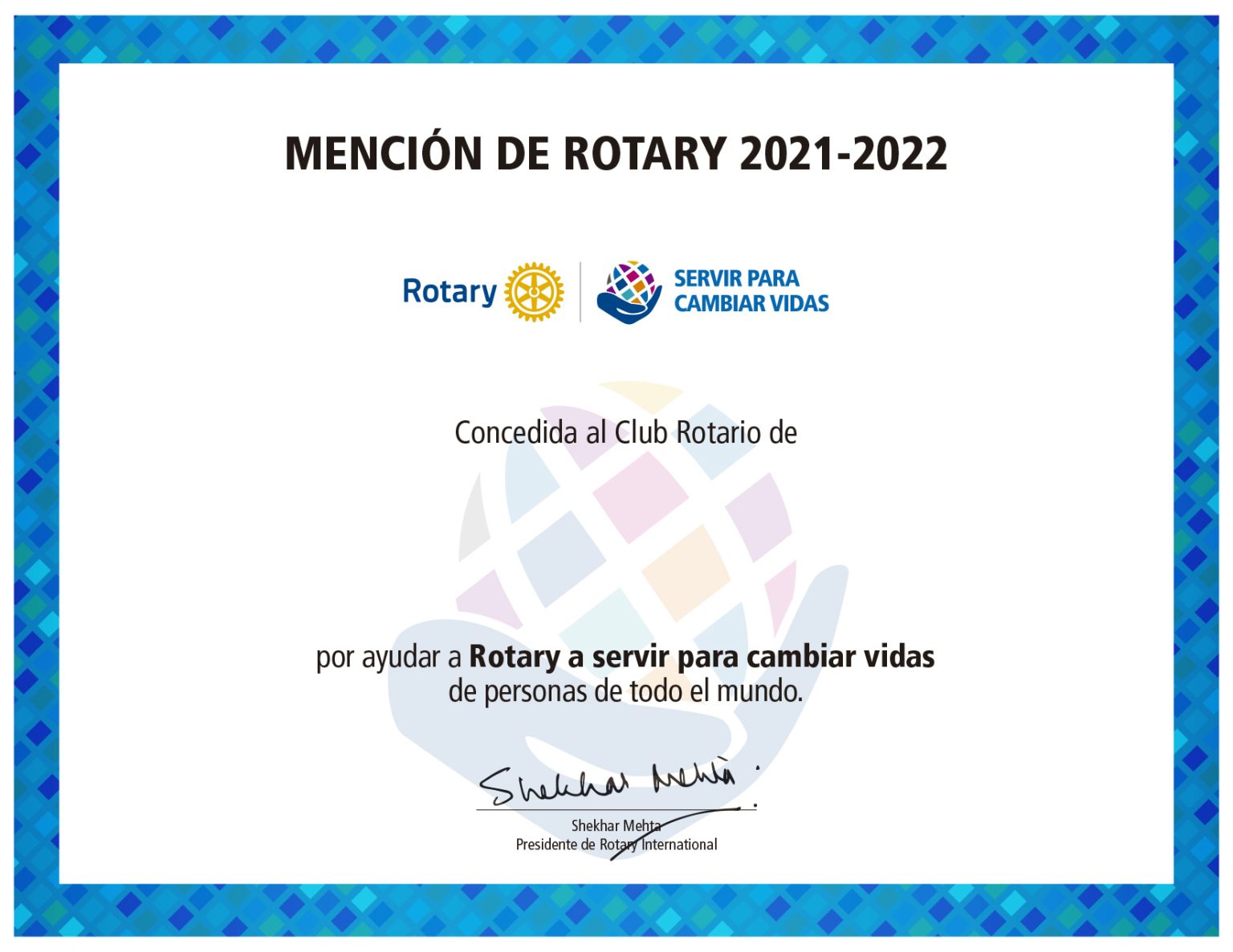 MENCIÓN DE ROTARY 2021-2022 - Distrito 2202 de Rotary International